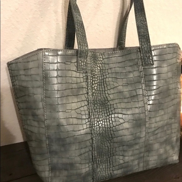 Neiman Marcus | Bags | Neiman Marcus Tote Grey Crocodile Alligator ...
